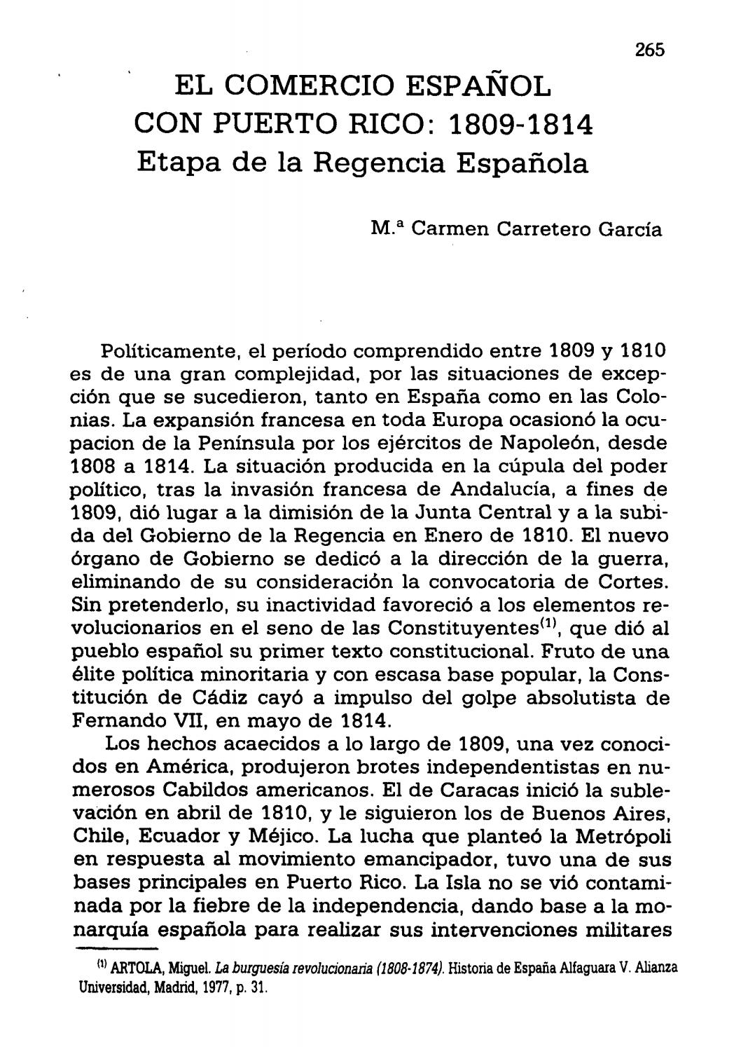 El Comercio Español con Puerto Rico 1809-1814: Etapa de la Regencia ...