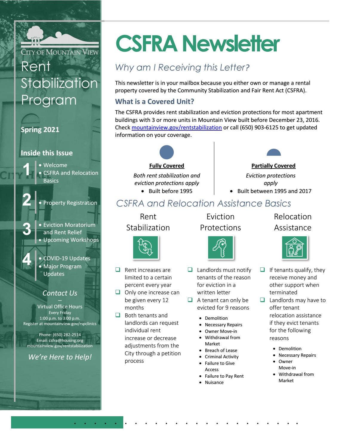 Rent Stabilization Program Spring 2021 Newsletter by City of Mountain ...