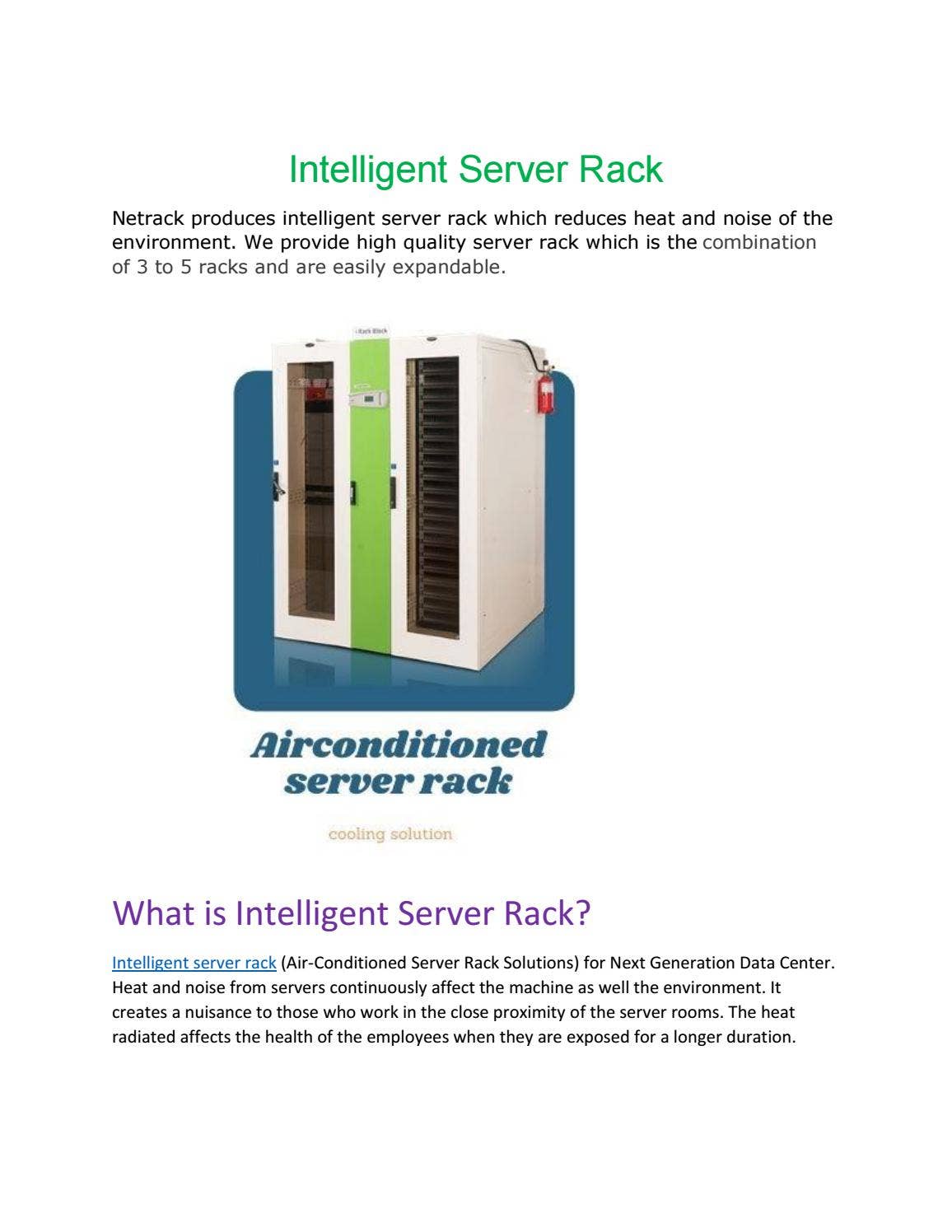 intelligent server rack( Netrack) by air conditioned server racks - Issuu