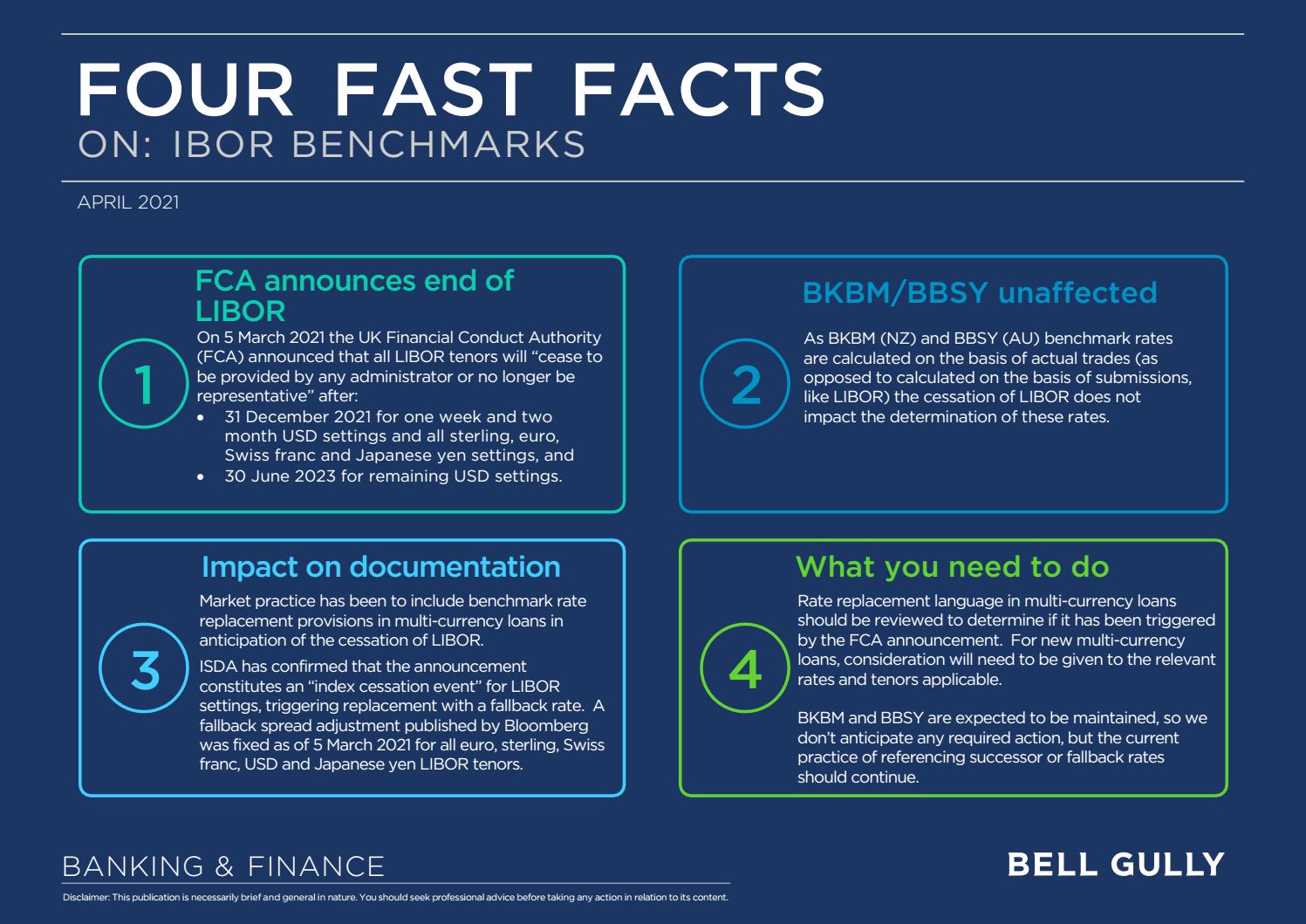 FOUR FAST FACTS on IBOR benchmarks by bell-gully - Issuu