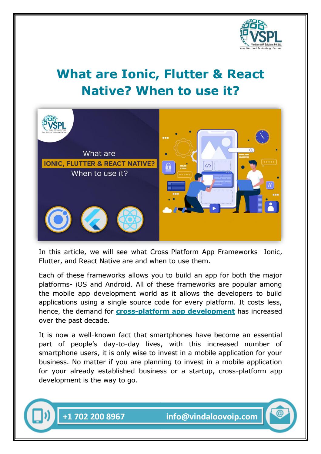 What Are Ionic Flutter And React Native When To Use It By Vindaloo Voip Solutions Pvt Ltd Issuu 5687