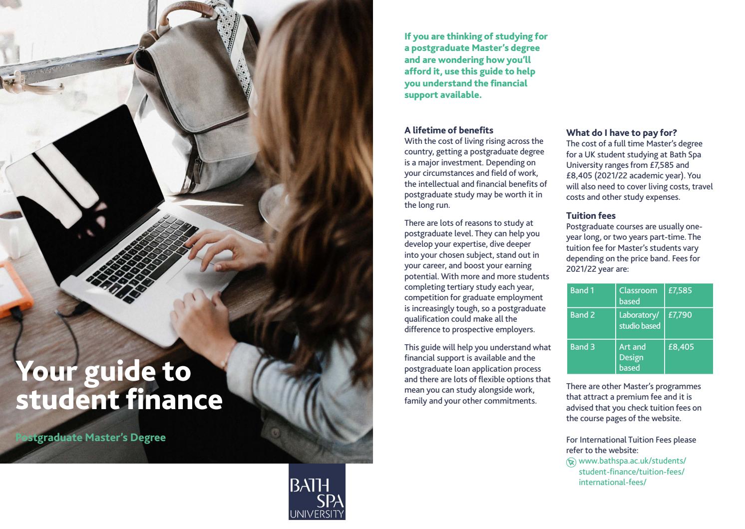 PG Masters Money Matters booklet 2021 by Bath Spa University - Issuu