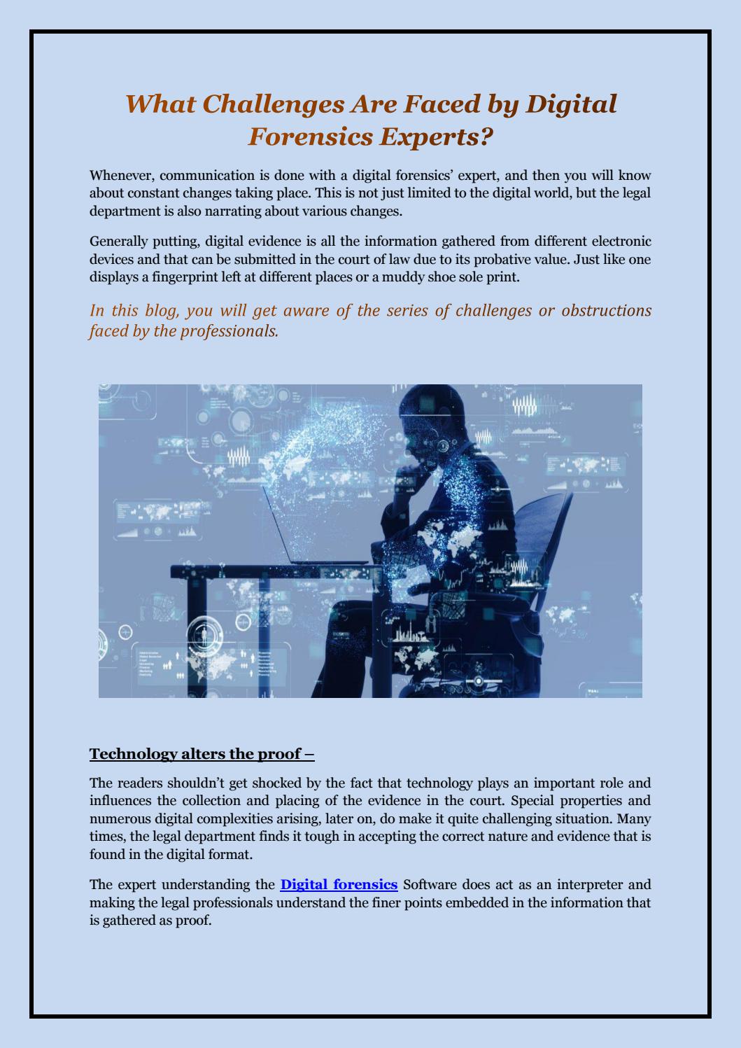 What Challenges Are Faced by Digital Forensics Experts? by Paraben - Issuu