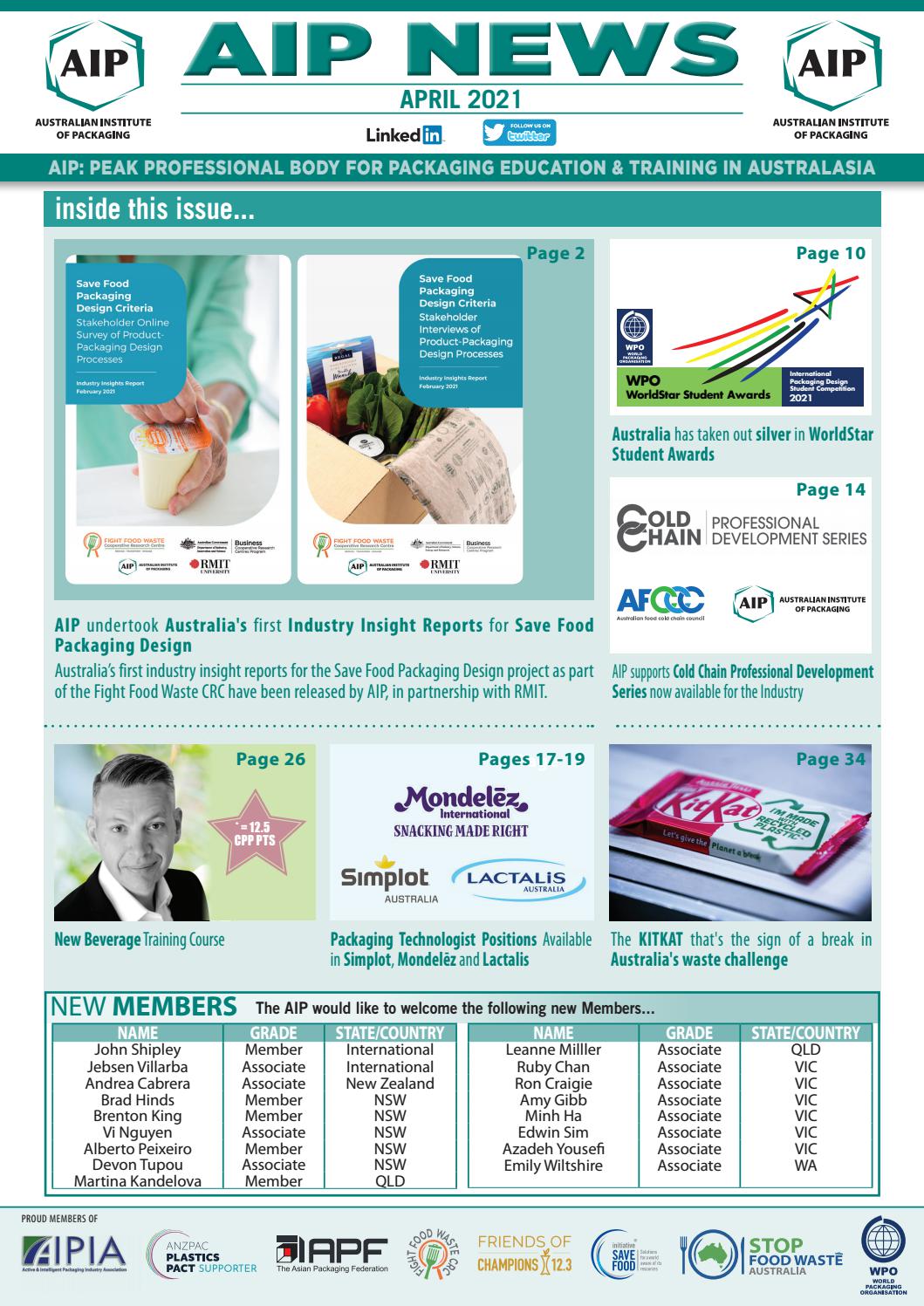AIP April 2021 eNewsletter by Australian Institute of Packaging - Issuu