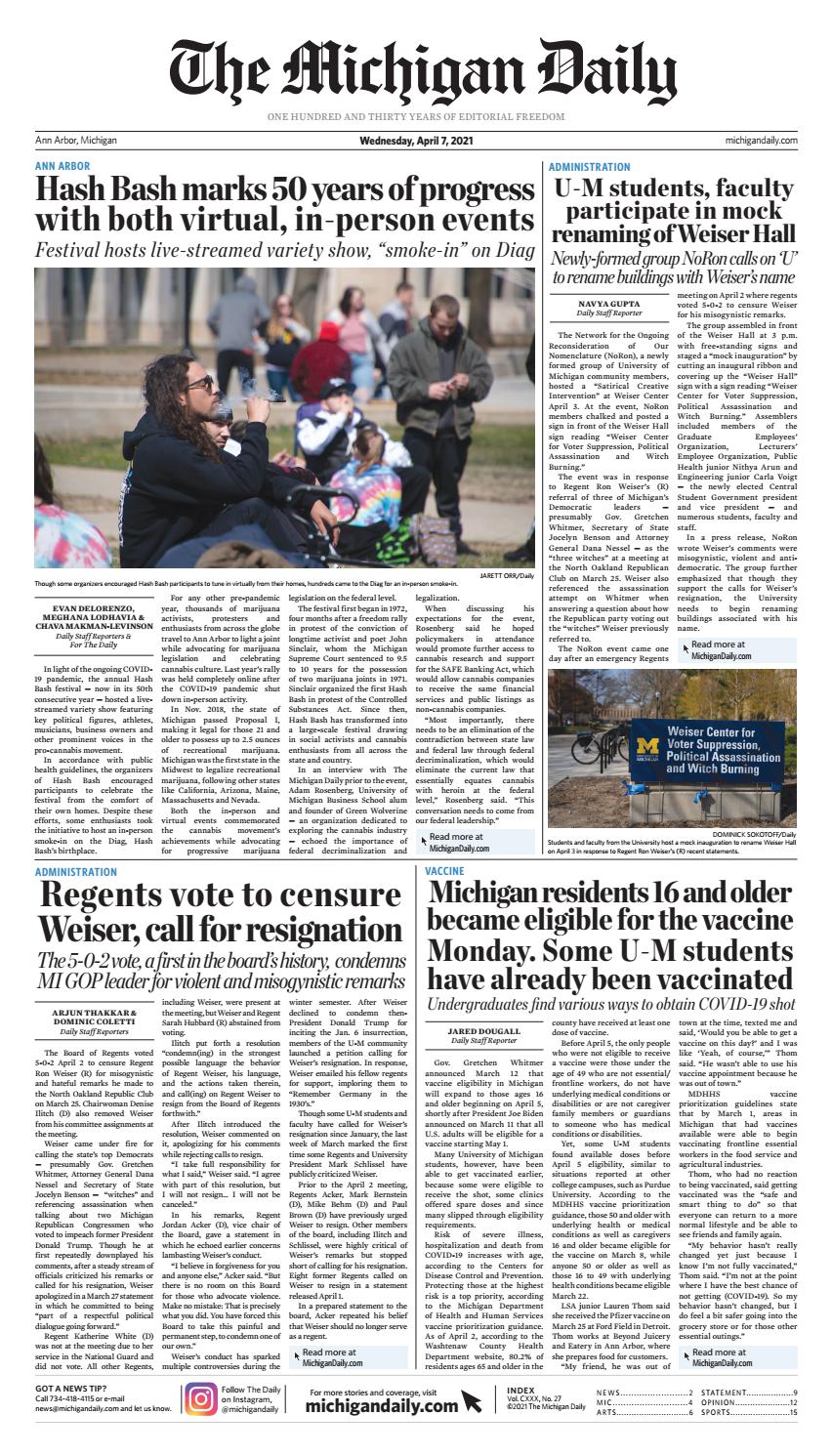 2021-04-07 by The Michigan Daily - Issuu