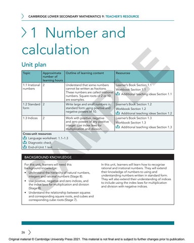 Lower Secondary Mathematics TEACHER’S RESOURCE 9 Sample by Cambridge ...