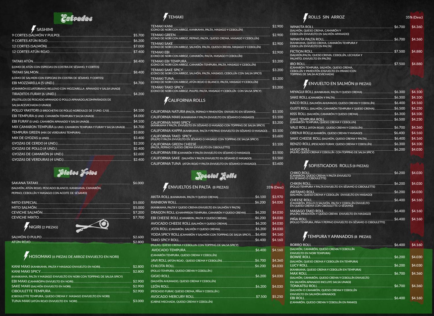 Menu sushi green Av. suecia 181. by sushi_green - Issuu