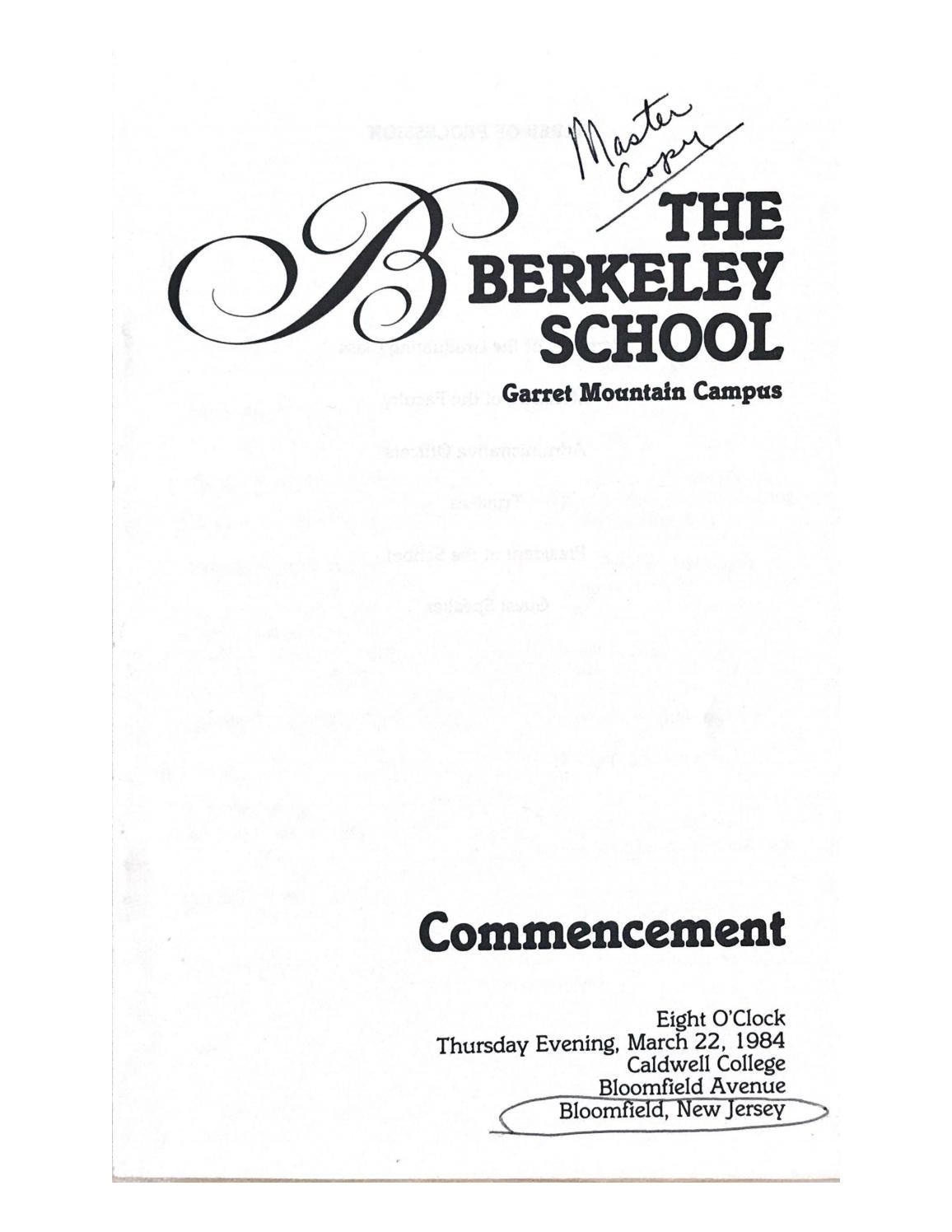 1984 Commencement Program by Berkeley College Alumni - Issuu