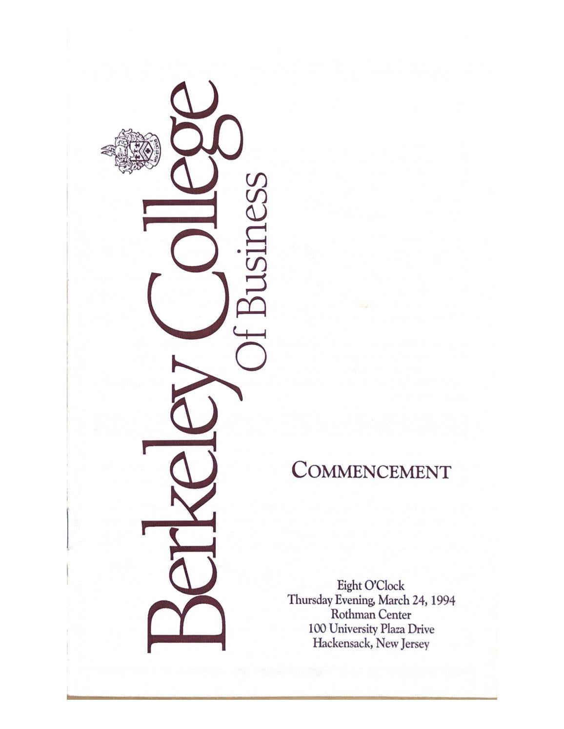 1994 Commencement Program by Berkeley College Alumni - Issuu