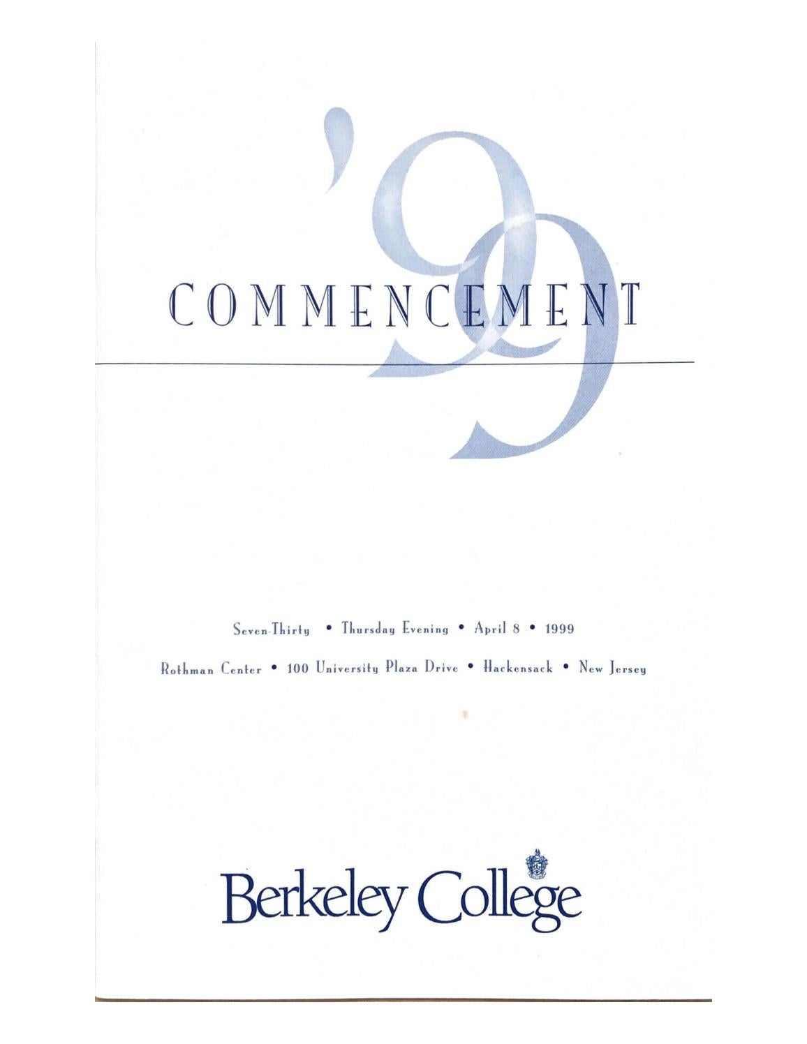1999 Commencement Program by Berkeley College Alumni - Issuu