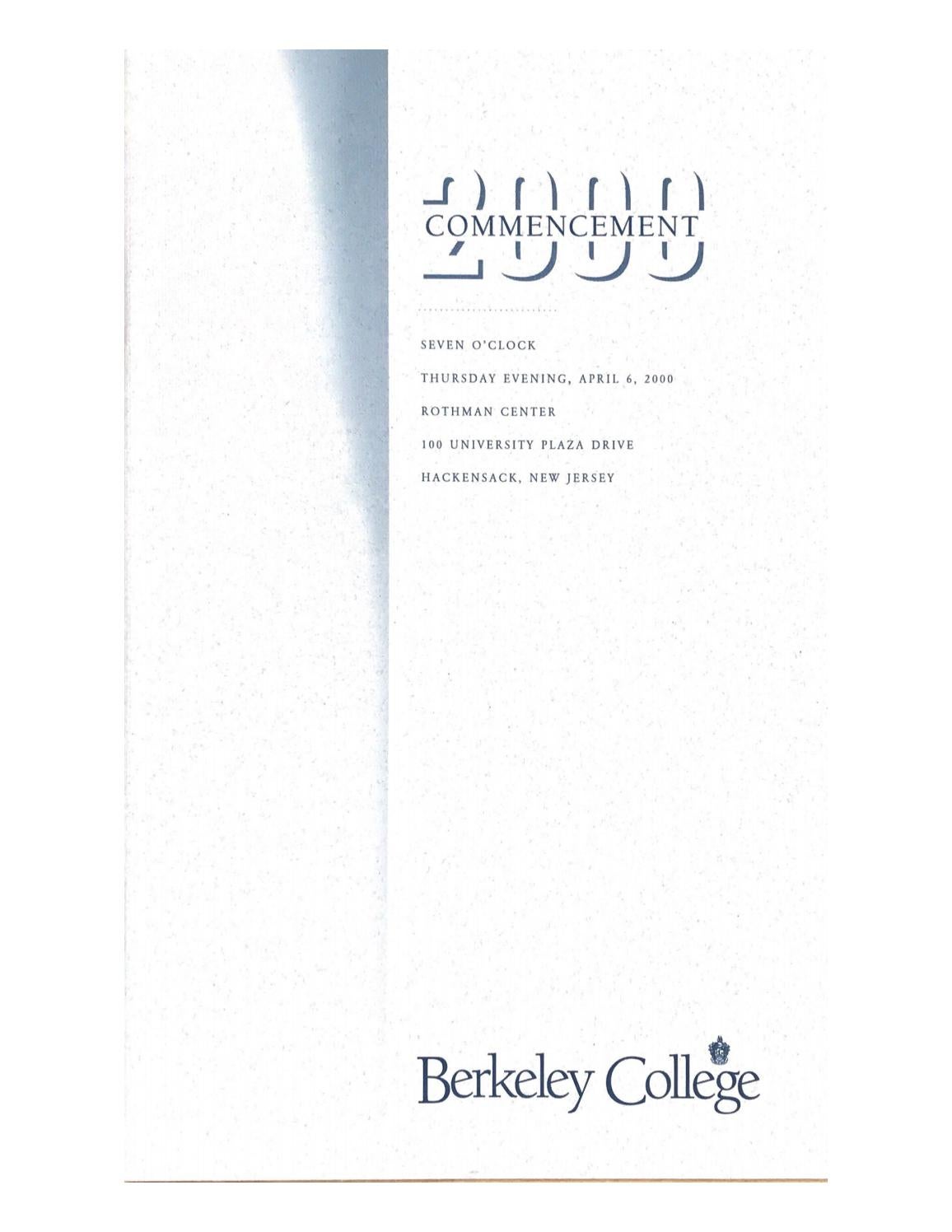 2000 Commencement Program by Berkeley College Alumni - Issuu