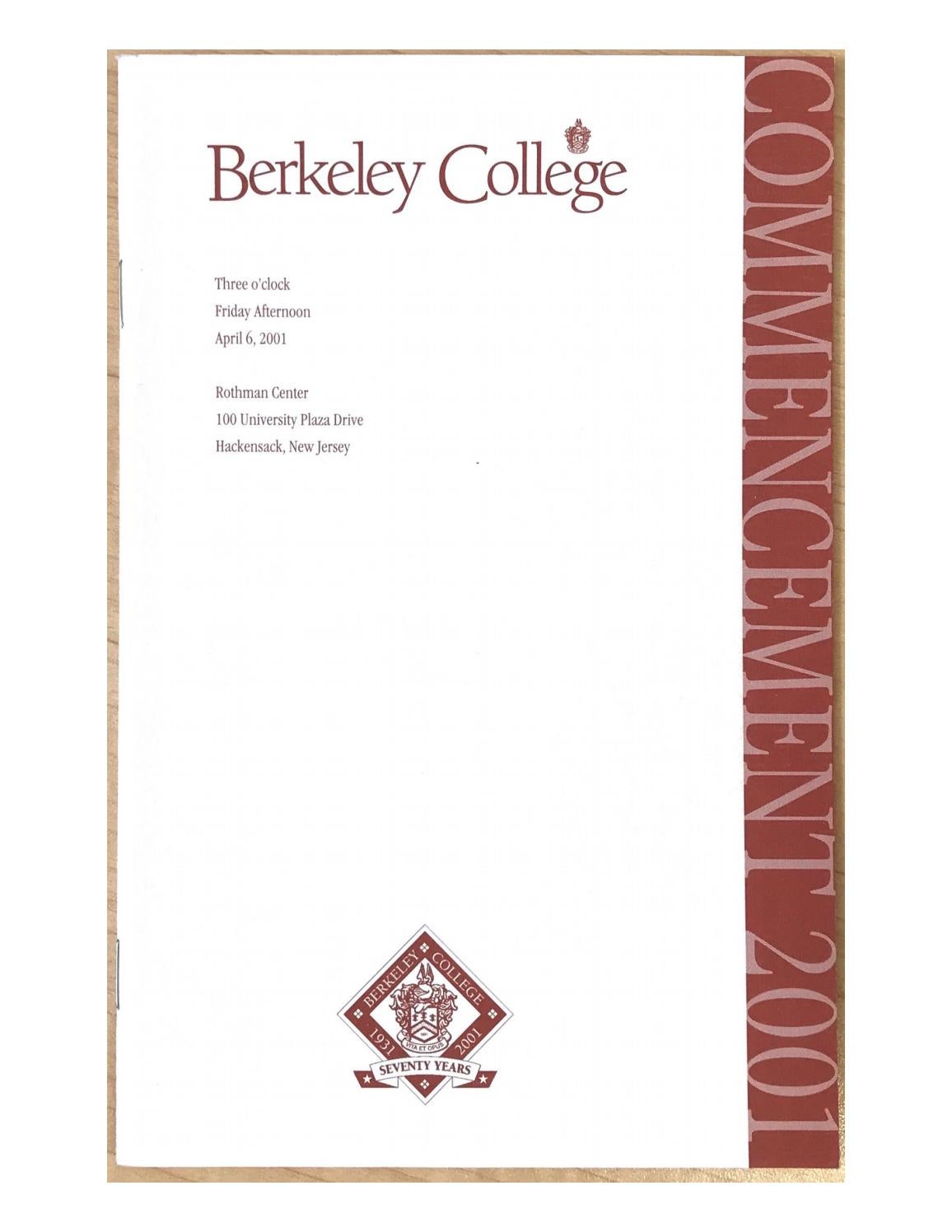 2001 Commencement Program by Berkeley College Alumni - Issuu