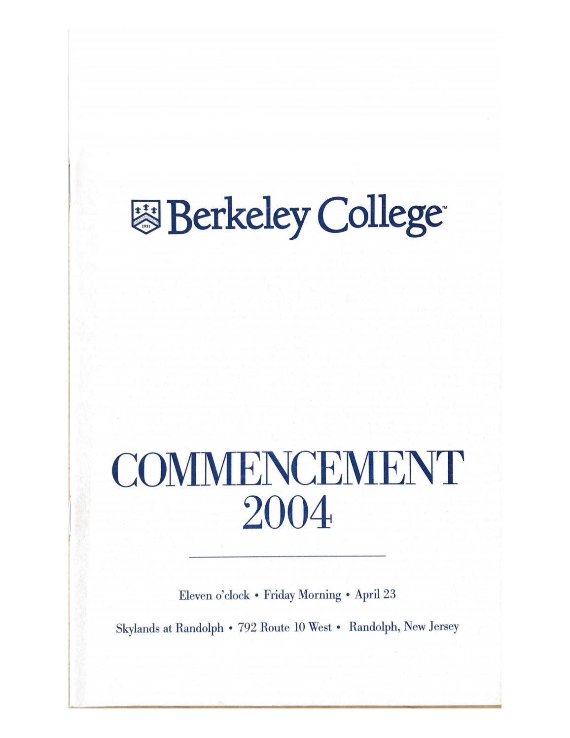 2004 Commencement Program by Berkeley College Alumni - Issuu