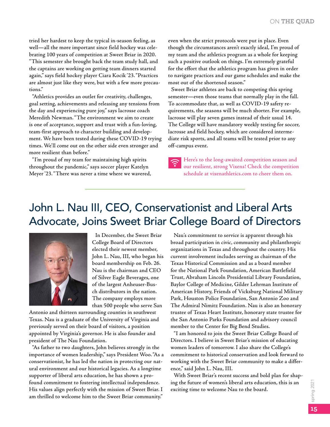 Sweet Briar Alumnae Magazine | Vol. 91, No. 1 | Spring 2021 by Sweet ...