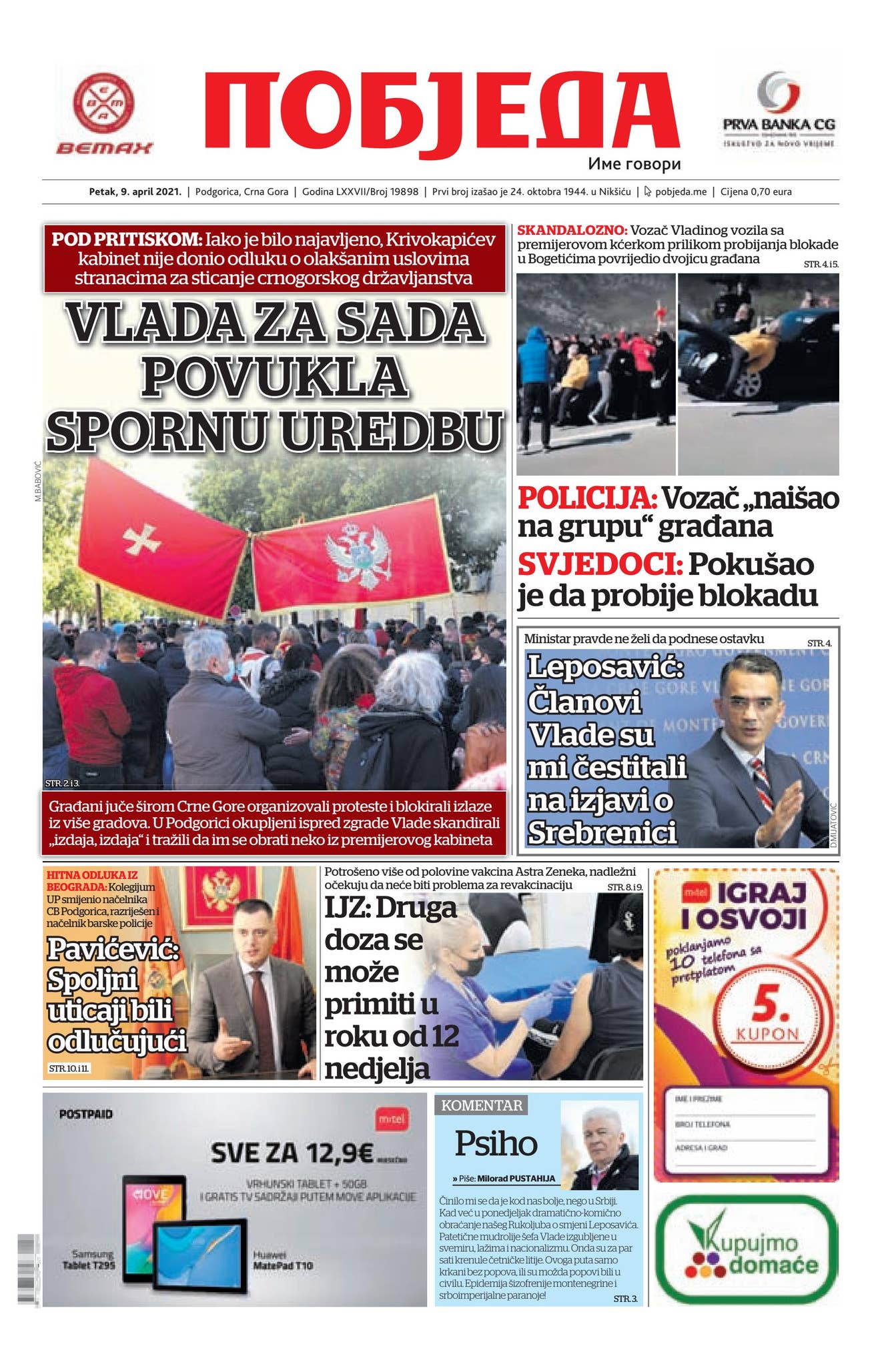 Dnevni list Pobjeda 09.04.2021. by Pobjeda - Issuu