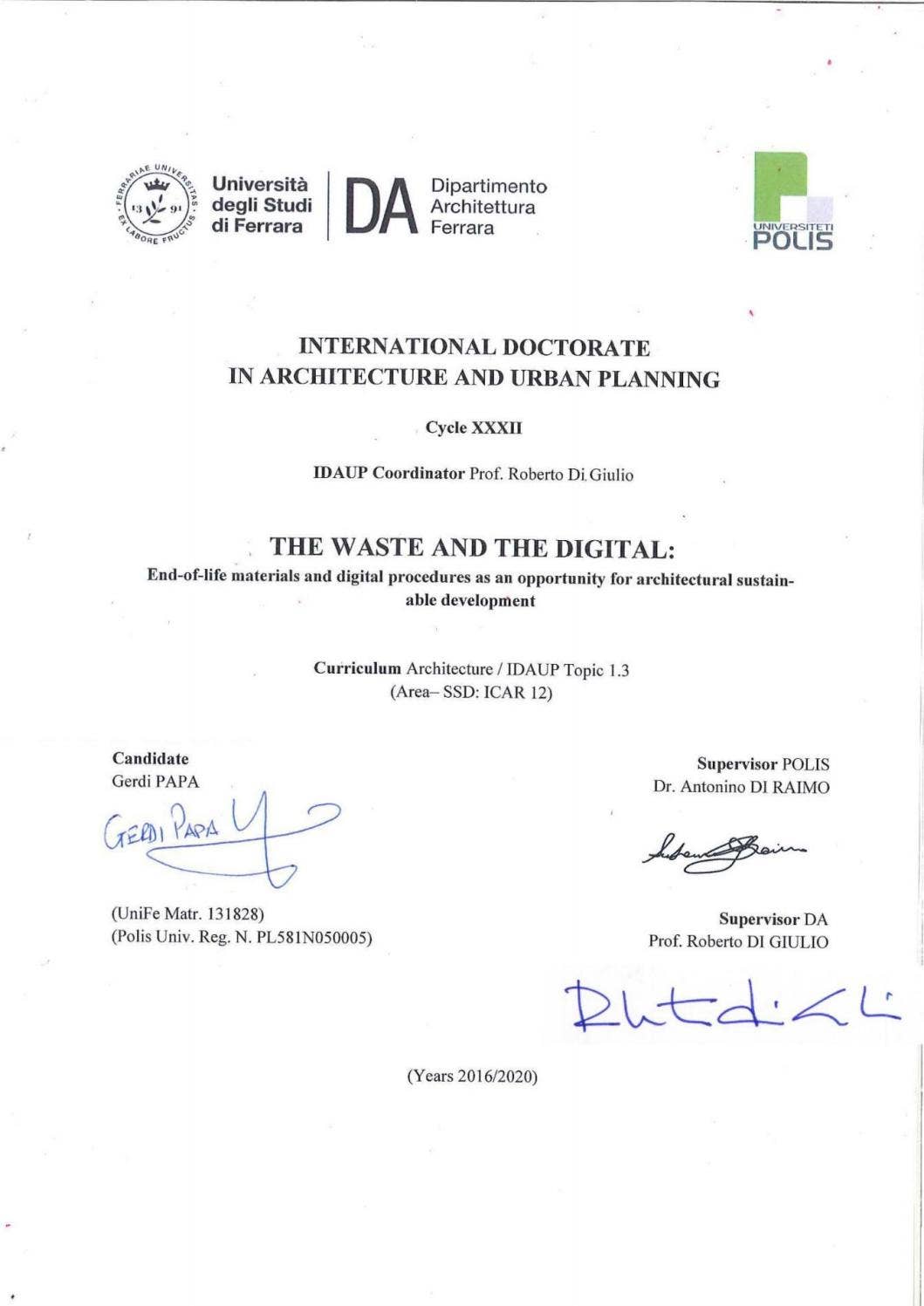 PhD thesis Gerdi Papa by POLIS University - Issuu