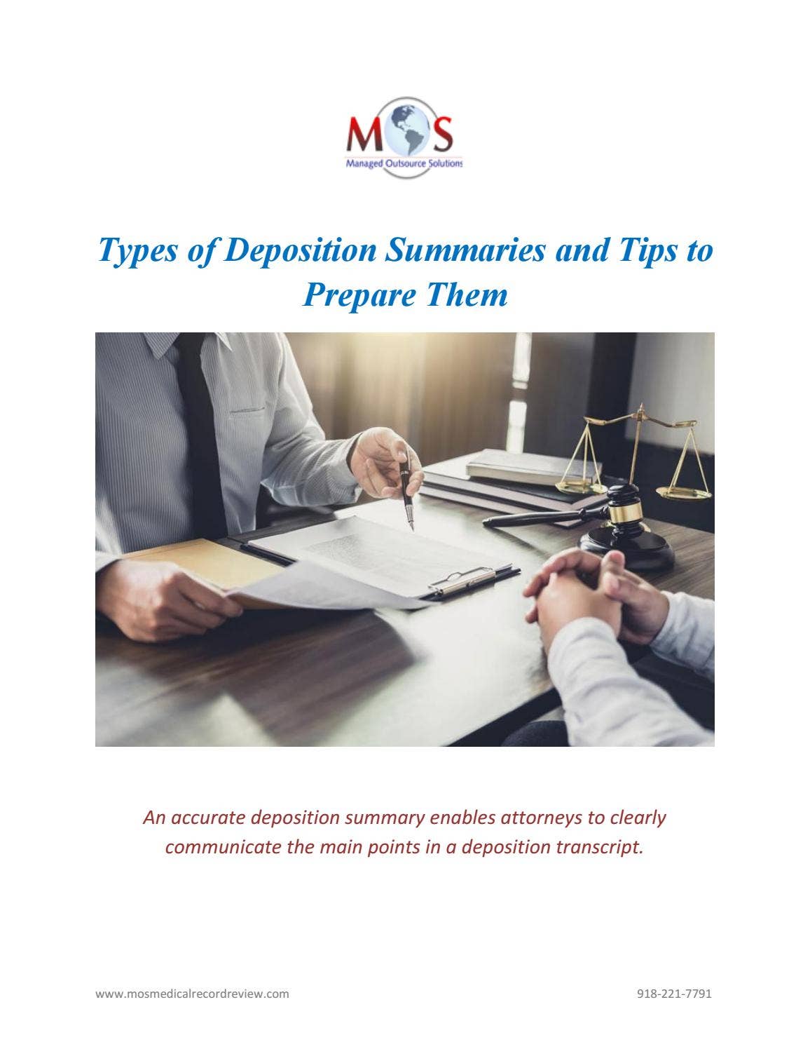 Types of Deposition Summaries and Tips to Prepare Them by MOS Medical ...