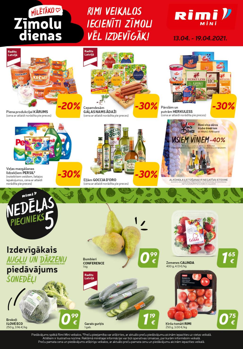 Mini Rimi piedavajumi_13.04.-19.04.2021 by Rimi - Issuu