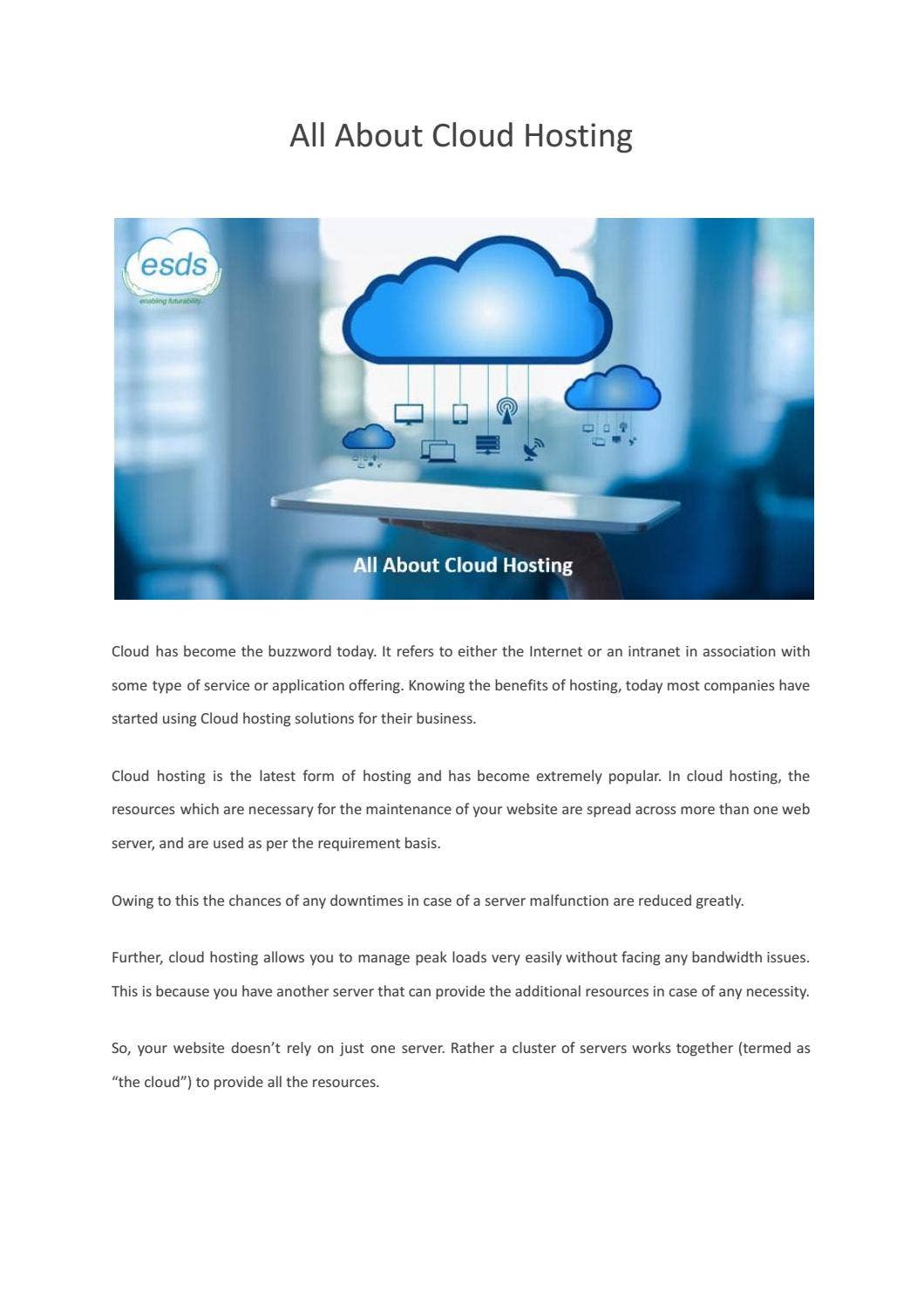 All About Cloud Hosting by Matin Shaikh - Issuu