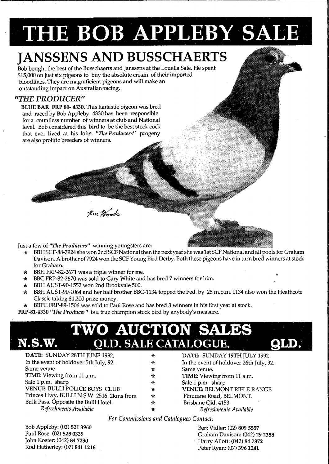 Bob Appleby 19th July 1992 by Australian Pigeon Catalogues - Issuu