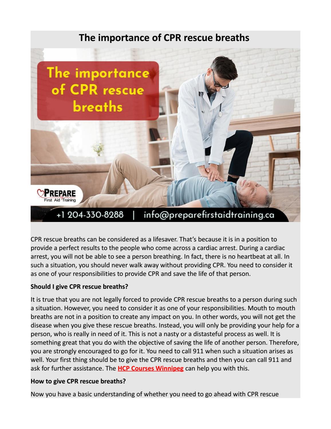 The importance of CPR rescue breaths by Prepare First Aid Training - Issuu