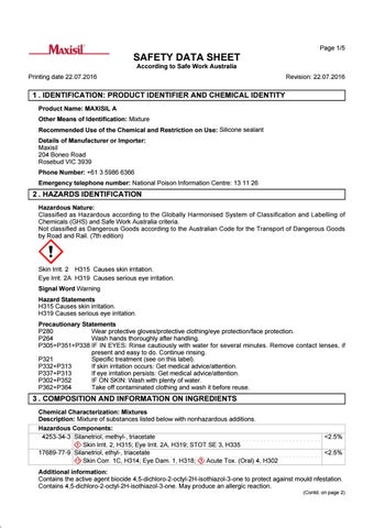Maxsil A Safety Data Sheet By Nationaltiles Issuu