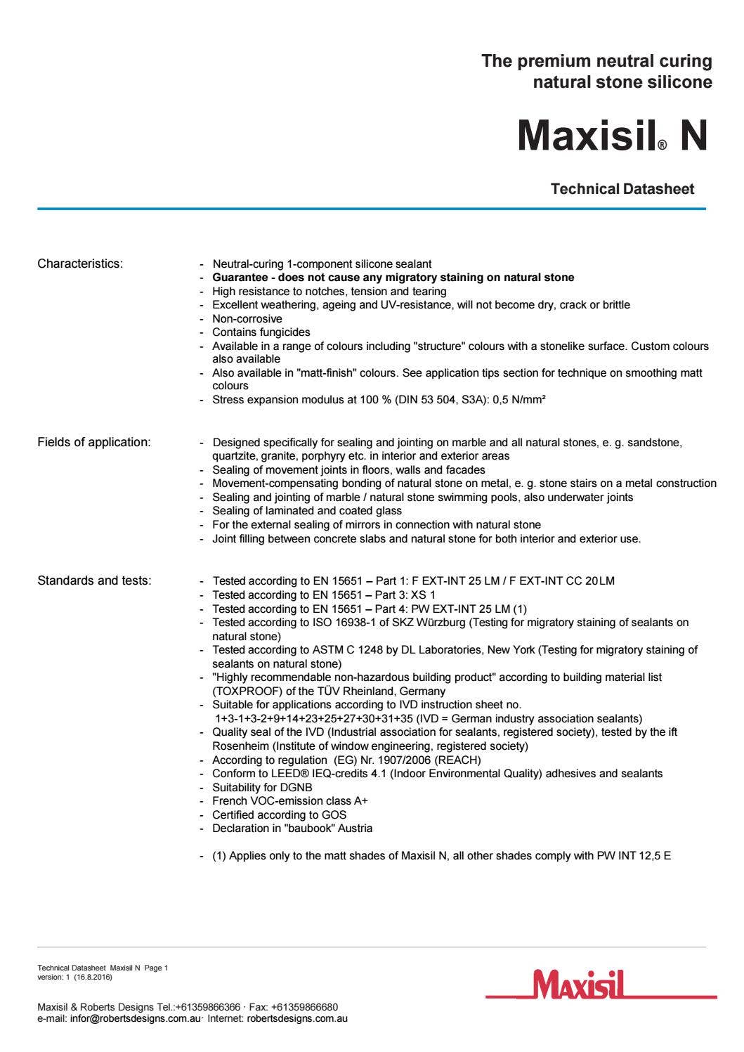 Maxisil N Technical Data Sheet by nationaltiles - Issuu