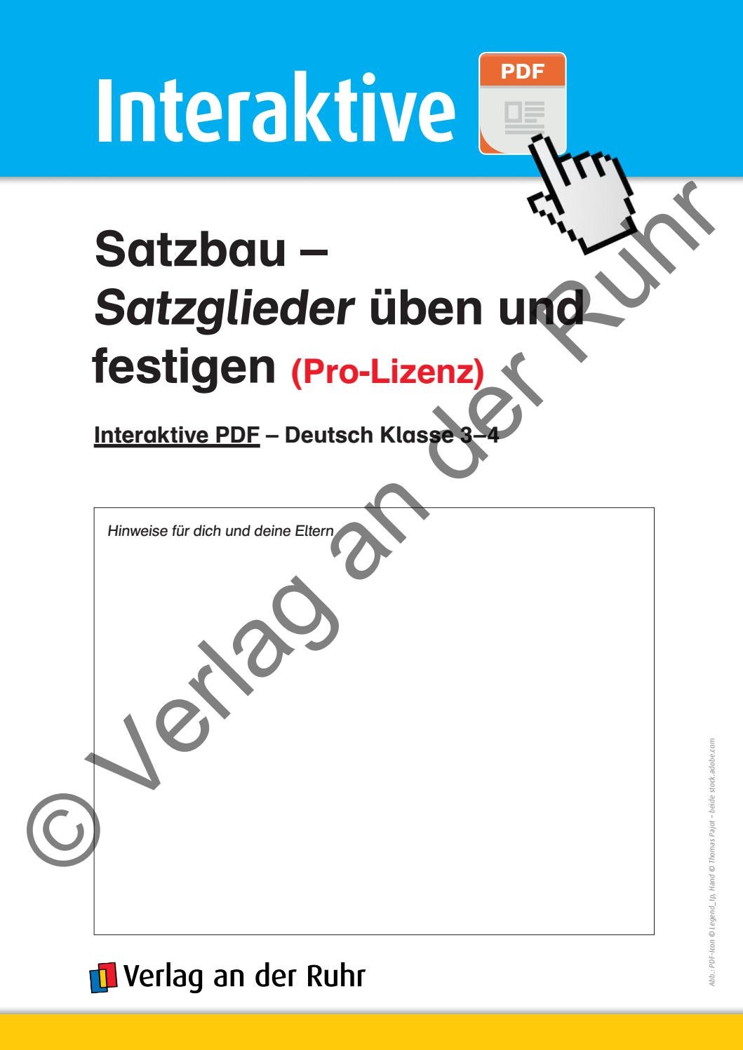 Satzbau - Satzglieder üben und festigen by Verlag an der Ruhr - Issuu