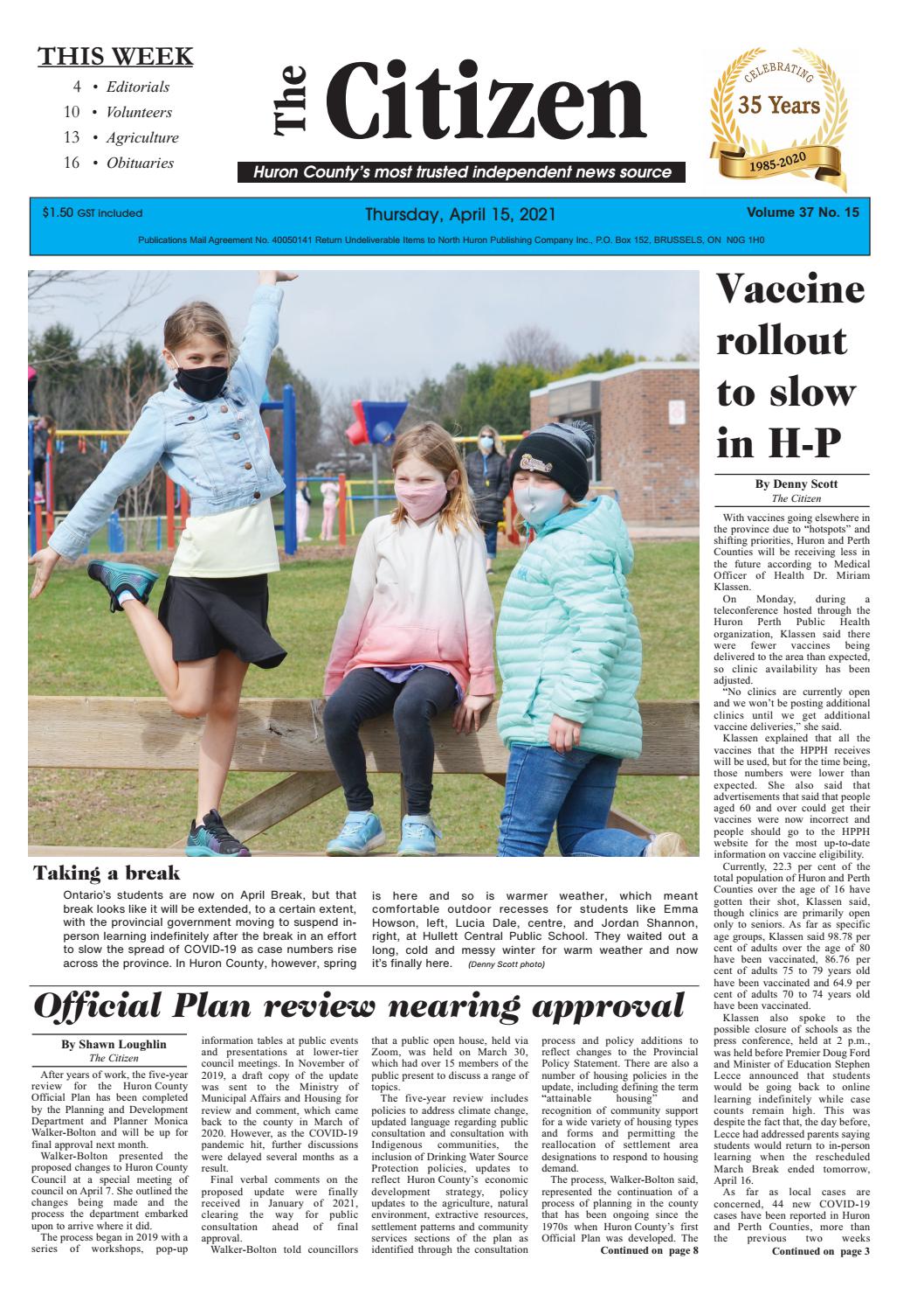 The Citizen - April 15, 2021 by North Huron Publishing Company Ltd. - Issuu