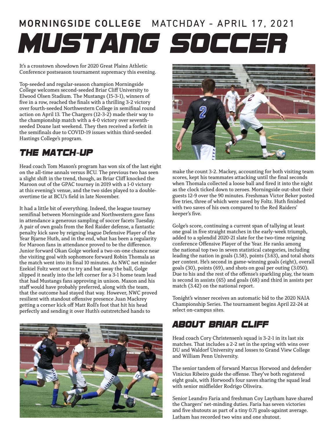 2021 GPAC Men's Soccer Tournament Championship Match Day - Saturday ...