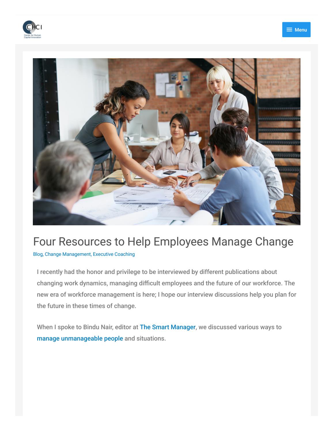 Four Resources to Help Employees Manage Change by Centerfor HCI - Issuu
