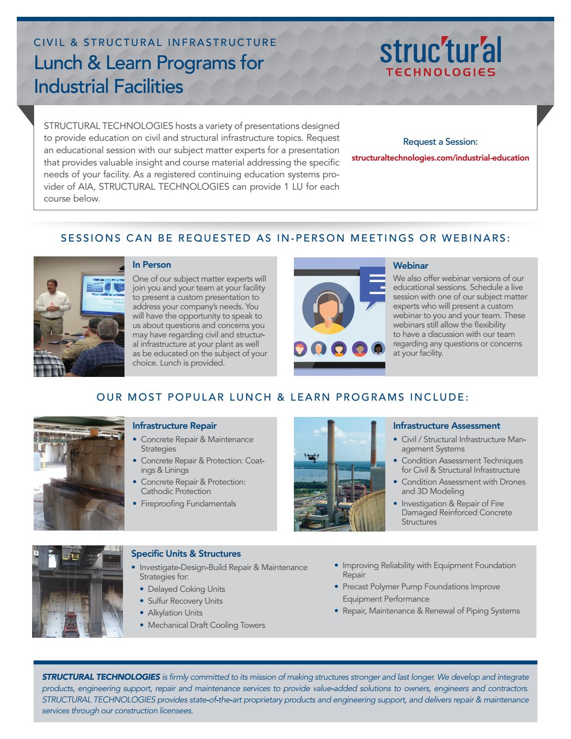 Lunch & Learn Programs for Industrial Facilities by Structural Group, Inc. - Issuu