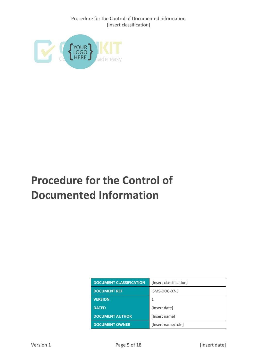 ISMS-DOC-07-3 Procedure for the Control of Documented Information by ...