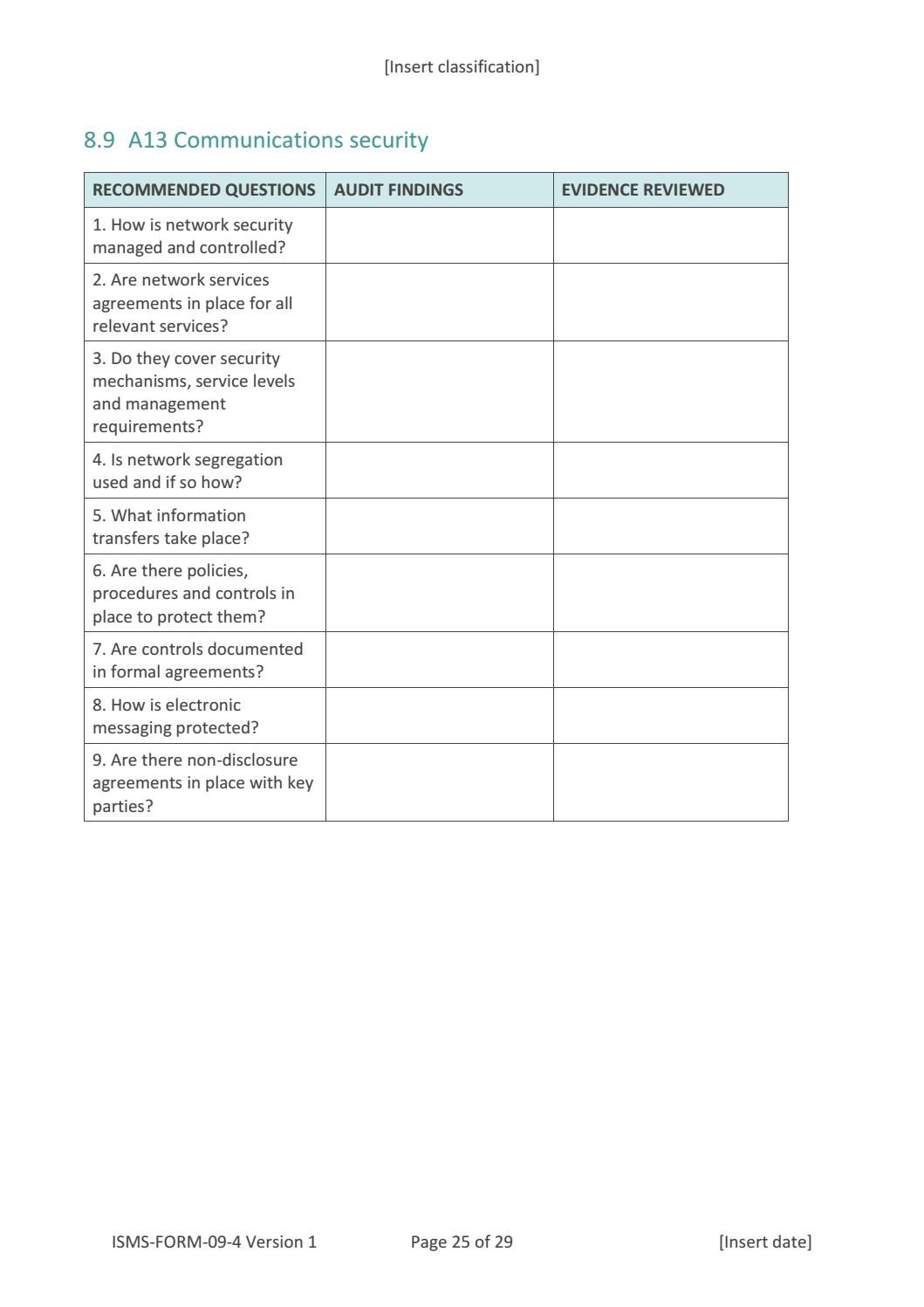 ISMS-FORM-09-4 Internal Audit Checklist by CertiKit Limited - Issuu