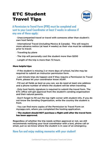 ETC Student Travel Tips by Education Travel & Culture - Issuu