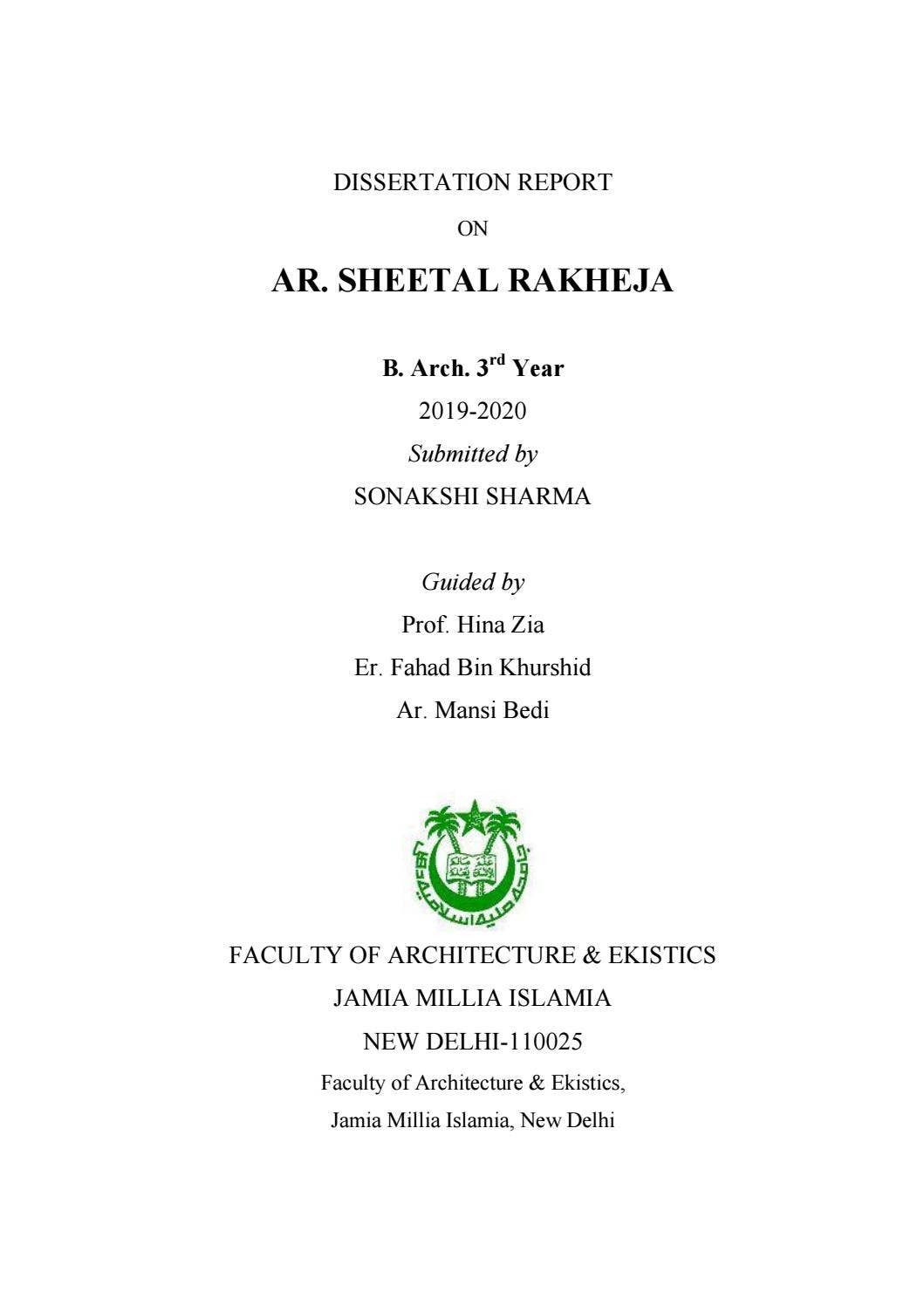 Dissertation Report on Ar. Sheetal Rakheja by Sonakshi Sharma | B.Arch ...