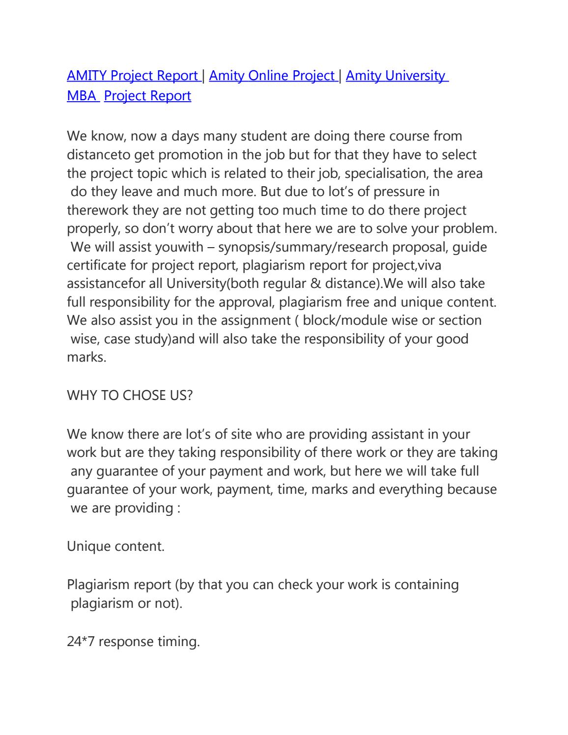 AMITY Project Report | Amity Online Project | Amity University MBA ...