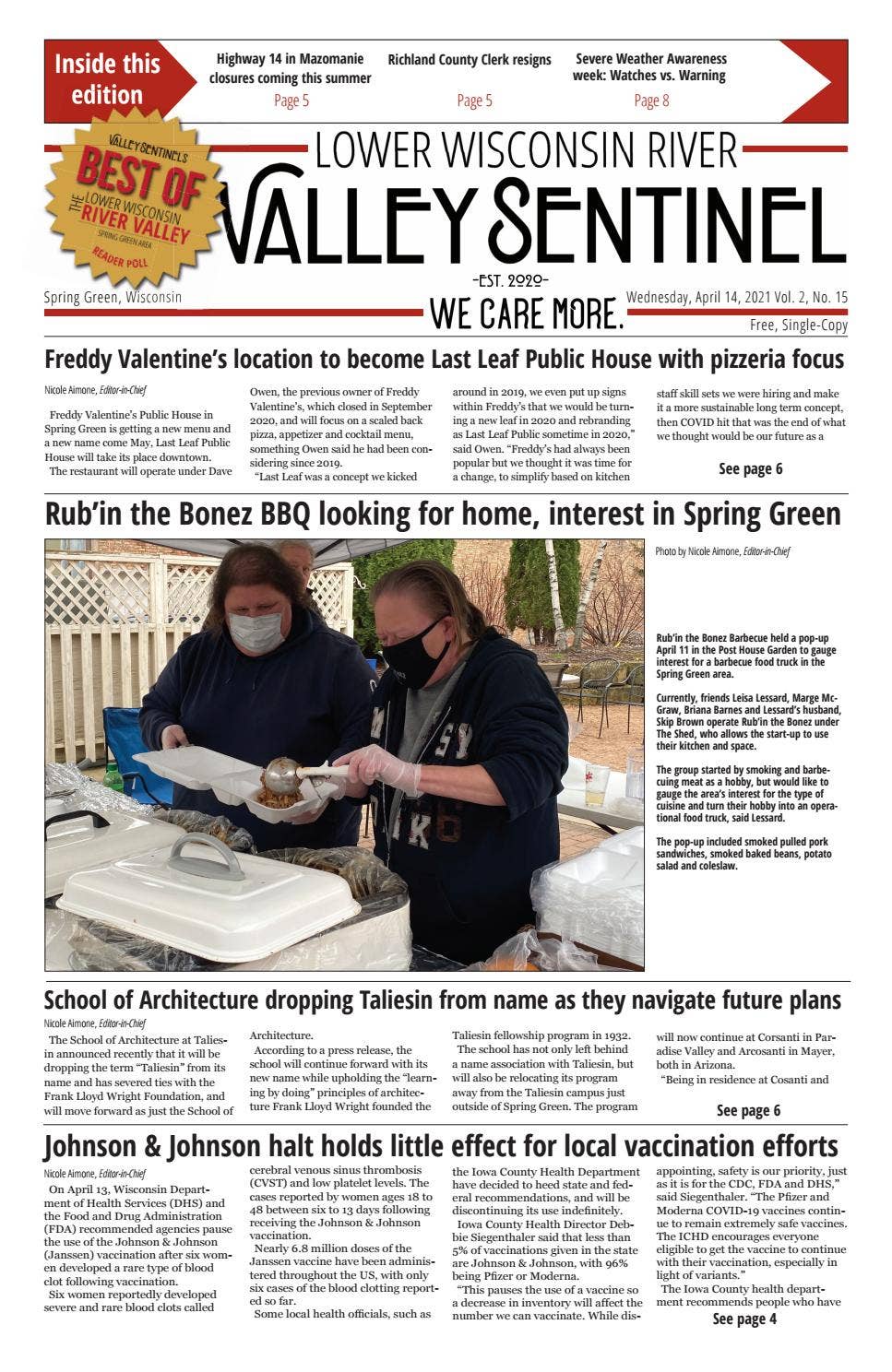 Valley Sentinel - 04-14-2021 by Valley Sentinel - Issuu