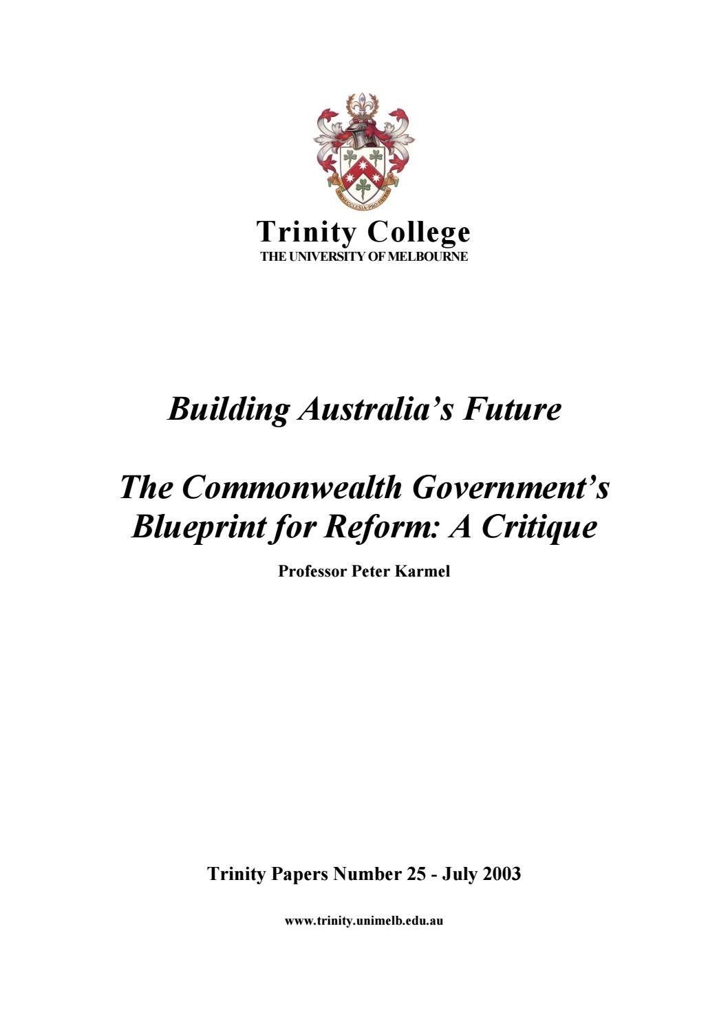 Trinity Papers No. 25 - Building Australia’s Future: The Commonwealth ...