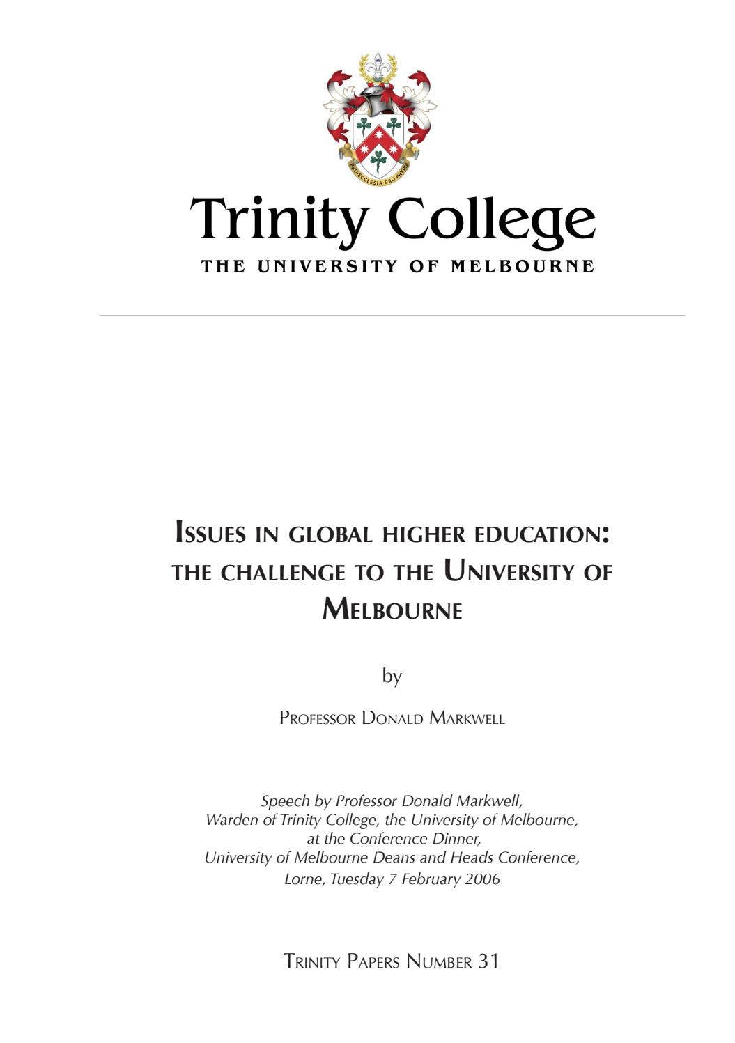 Trinity Papers No. 31 - 'Issues In global hIgher educatIon: the ...