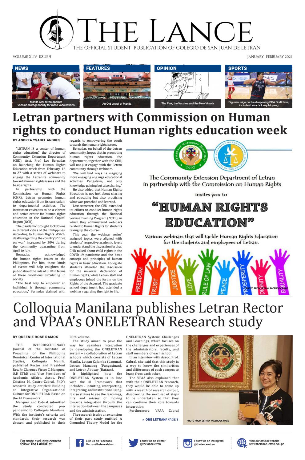 January-February Issue 5 - A.Y. 2020-2021 by The LANCE - Issuu