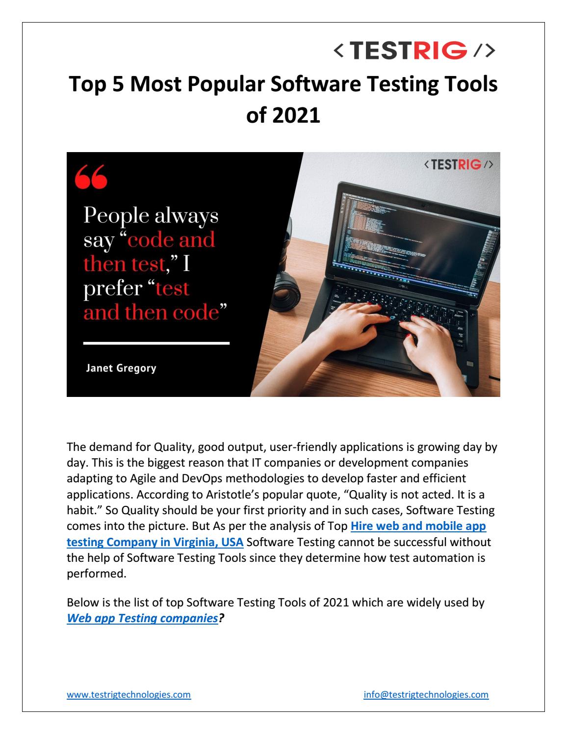 Top 5 Most Popular Software Testing Tools of 2021 by Testrig ...