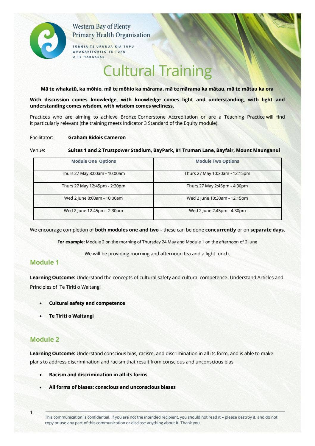 WBOPPHO Cultural Training May & June 2021 Flyer 20 April 2021 by WBOP PHO - Issuu