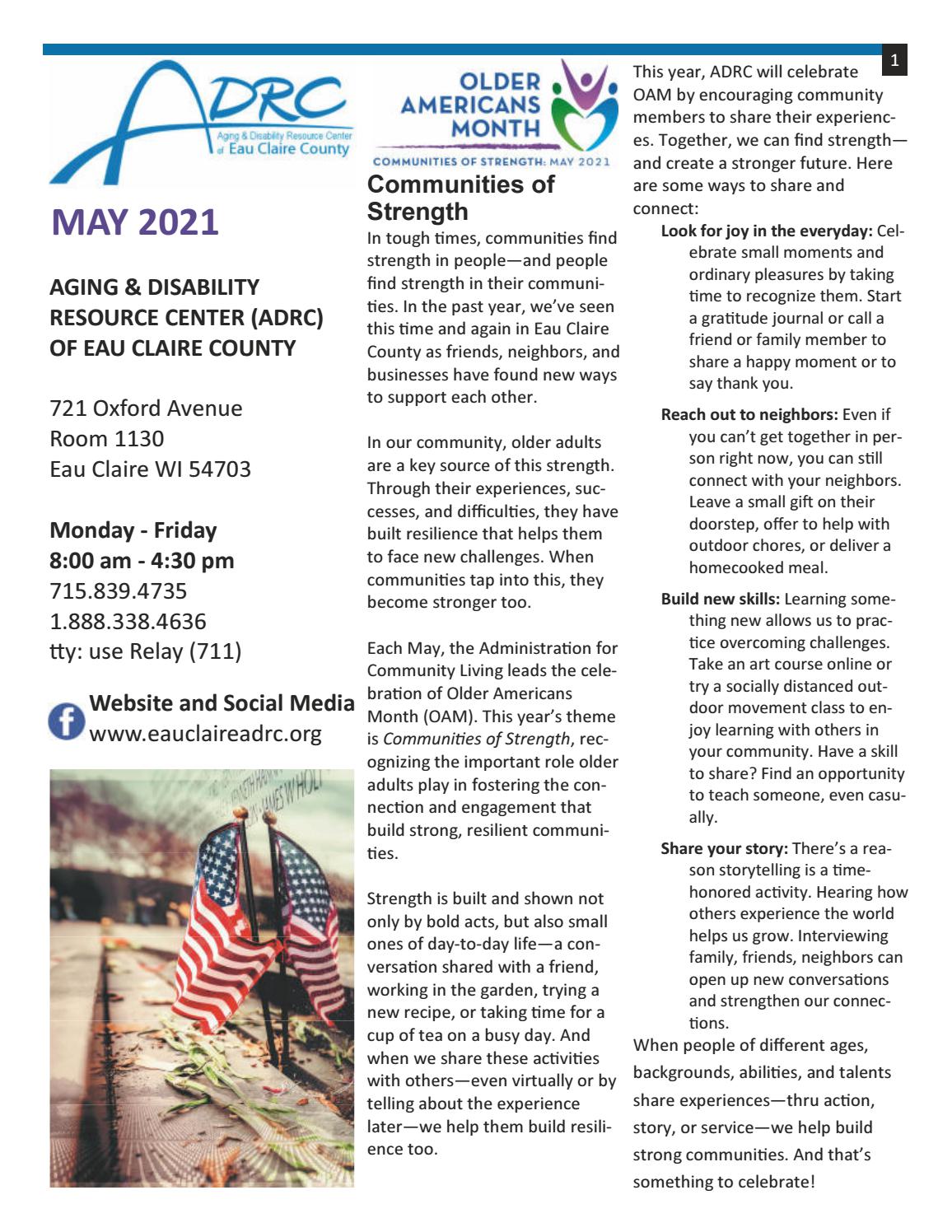 ADRC May 2021 Newsletter by ADRC Eau Claire County - Issuu
