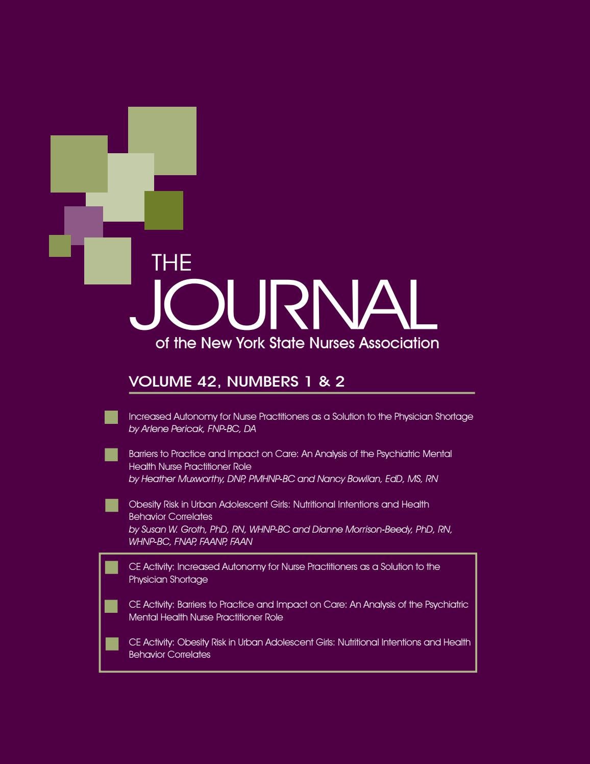 The Journal Of The New York State Nurses Association Volume 42