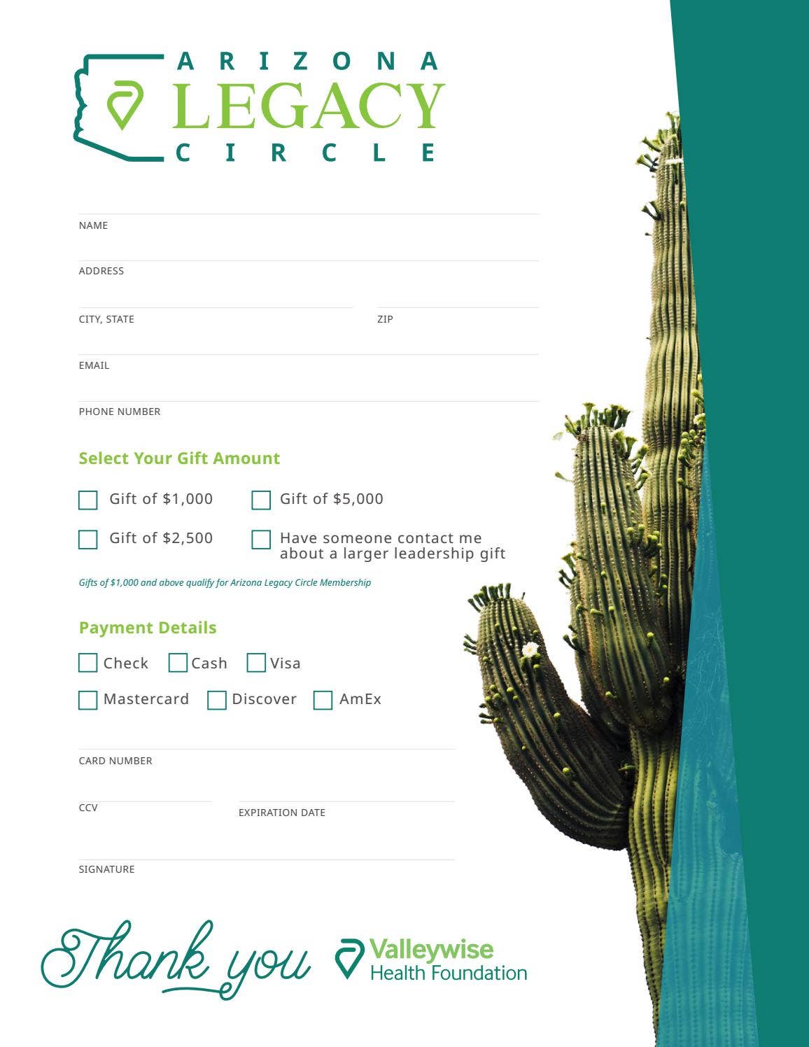 Arizona Legacy Circle Donation Form by Valleywise Health Foundation - Issuu