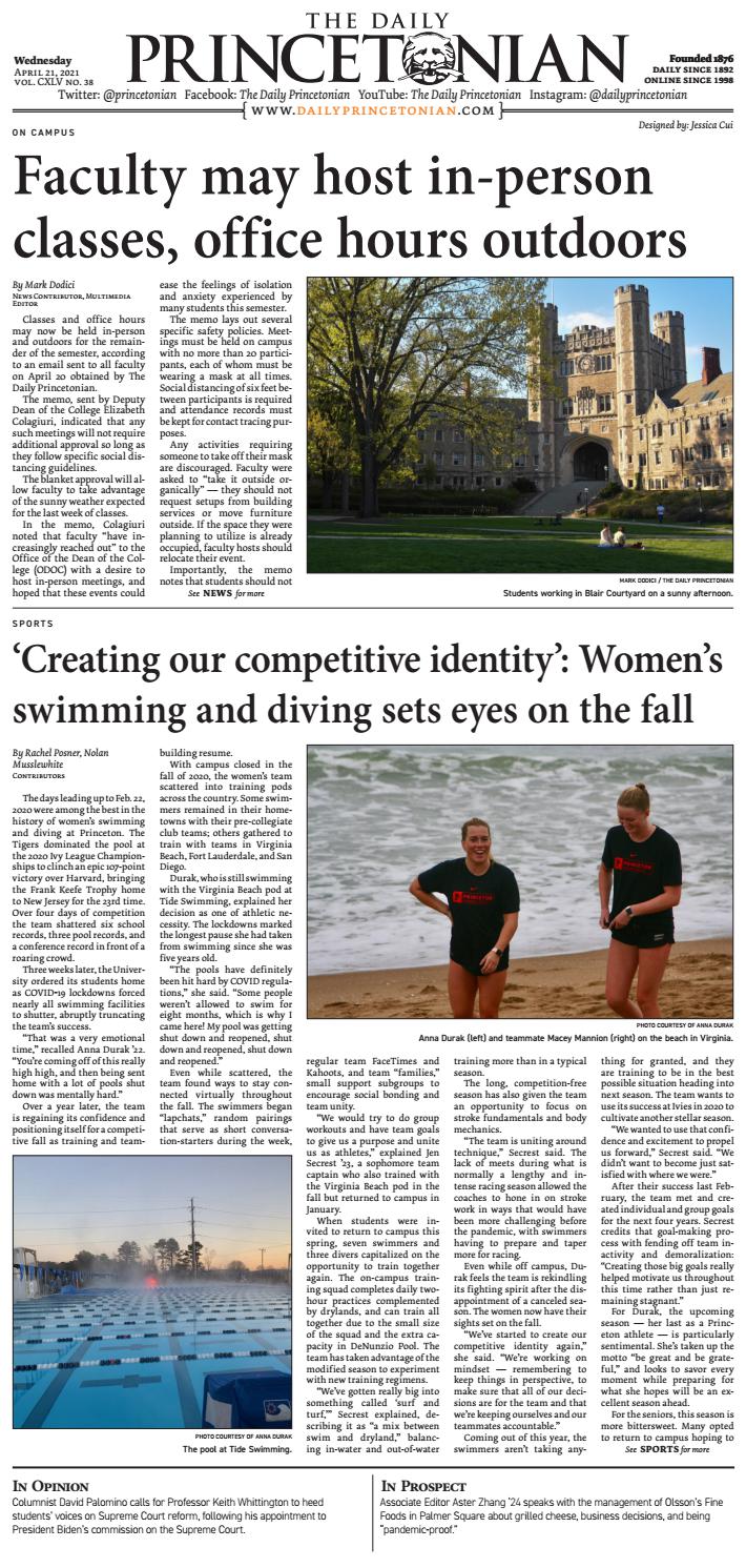 The Daily Princetonian Front Page: April 21, 2021 by The Daily ...