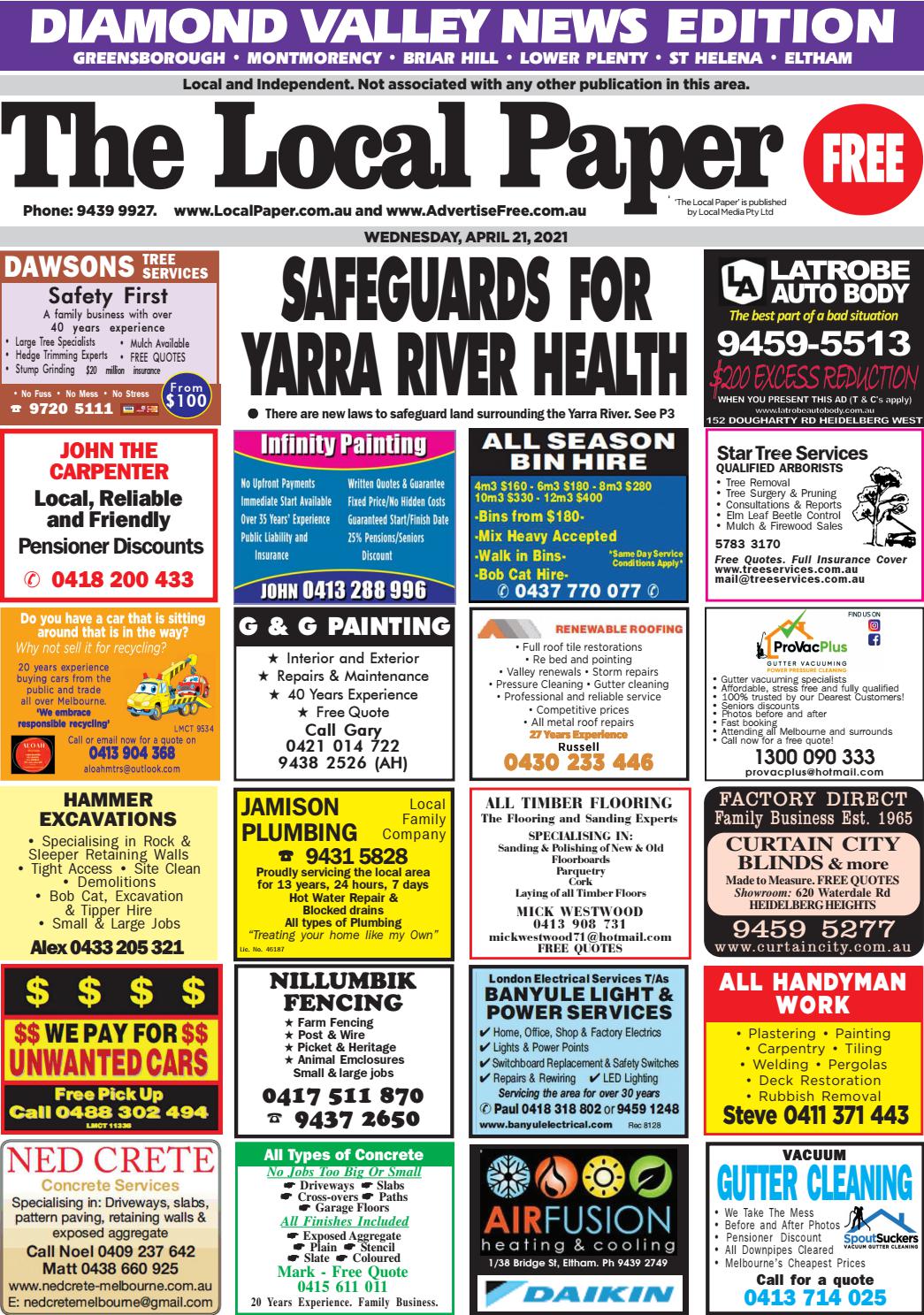 The Local Paper. Diamond Valley News Edition. Wed., Apr. 21, 2021 by ...