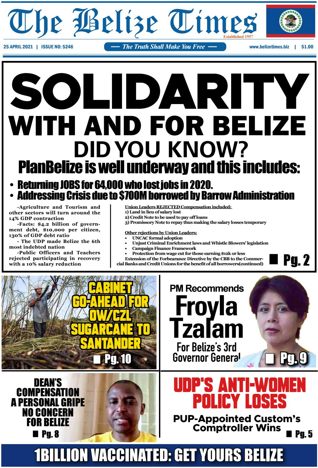Belize TImes April 25, 2021- Solidarity With and For Belize by Belize ...