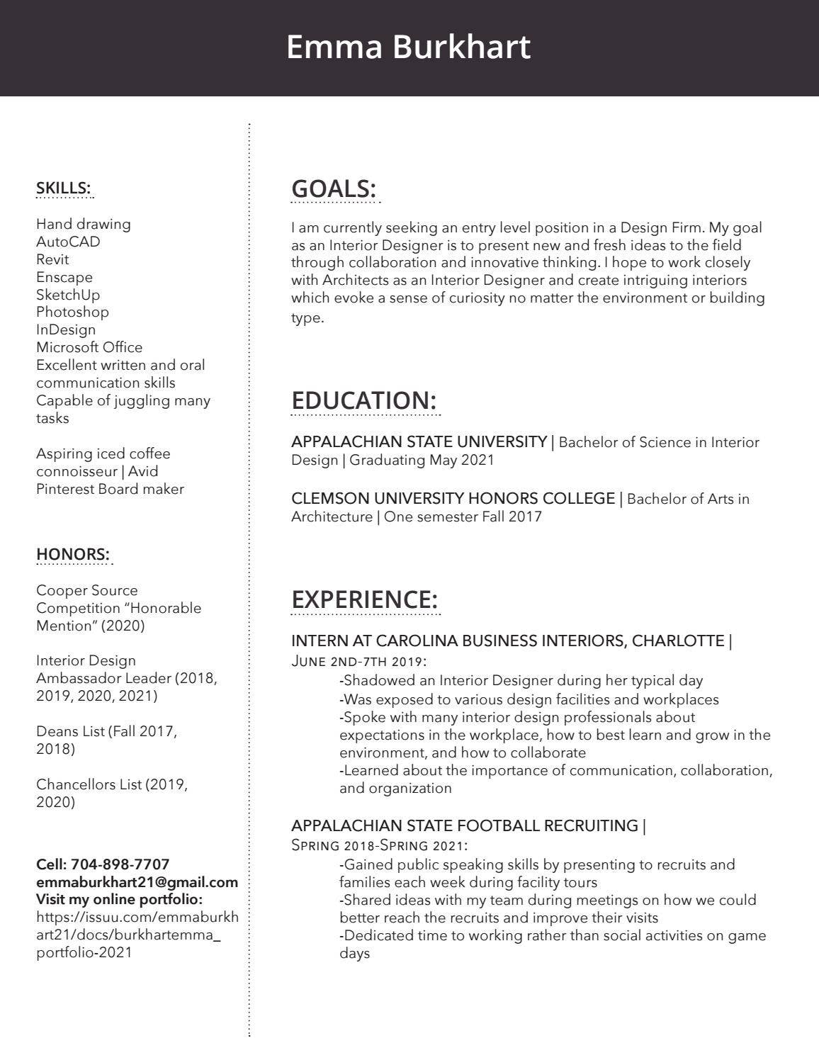 Emma Burkhart Resume 2021 by emmaburkhart21 - Issuu